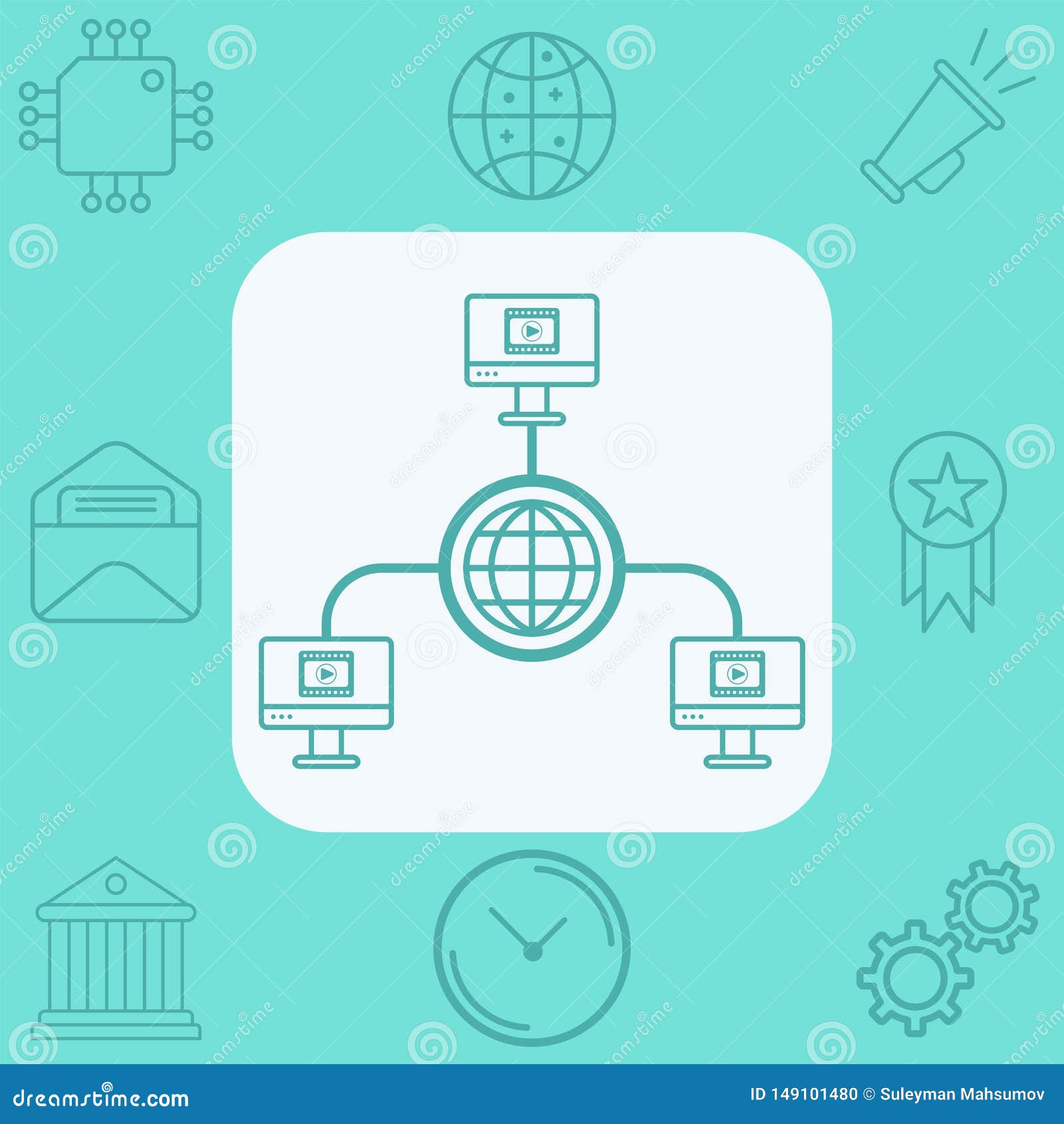 Computer Network Vector Icon Sign Symbol Stock Vector - Illustration of ...