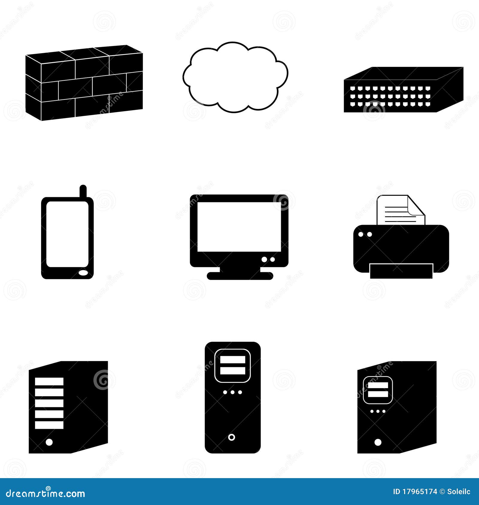 Computer and network icons stock vector. Illustration of connection ...