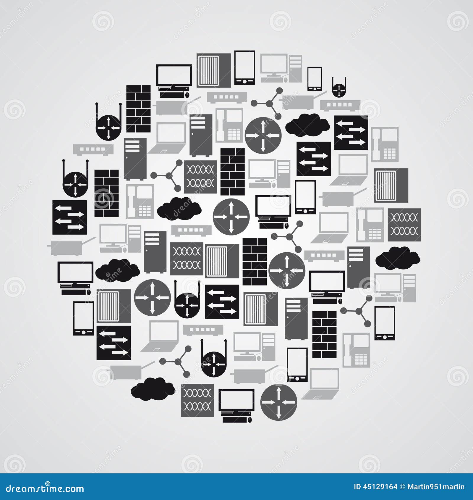 Computer Network Icons in Circle Stock Vector - Illustration of icons ...