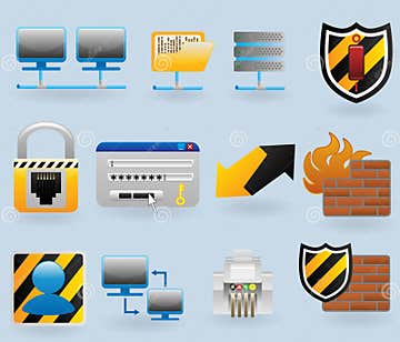 Computer and Network Icons Set Stock Vector - Illustration of blue ...