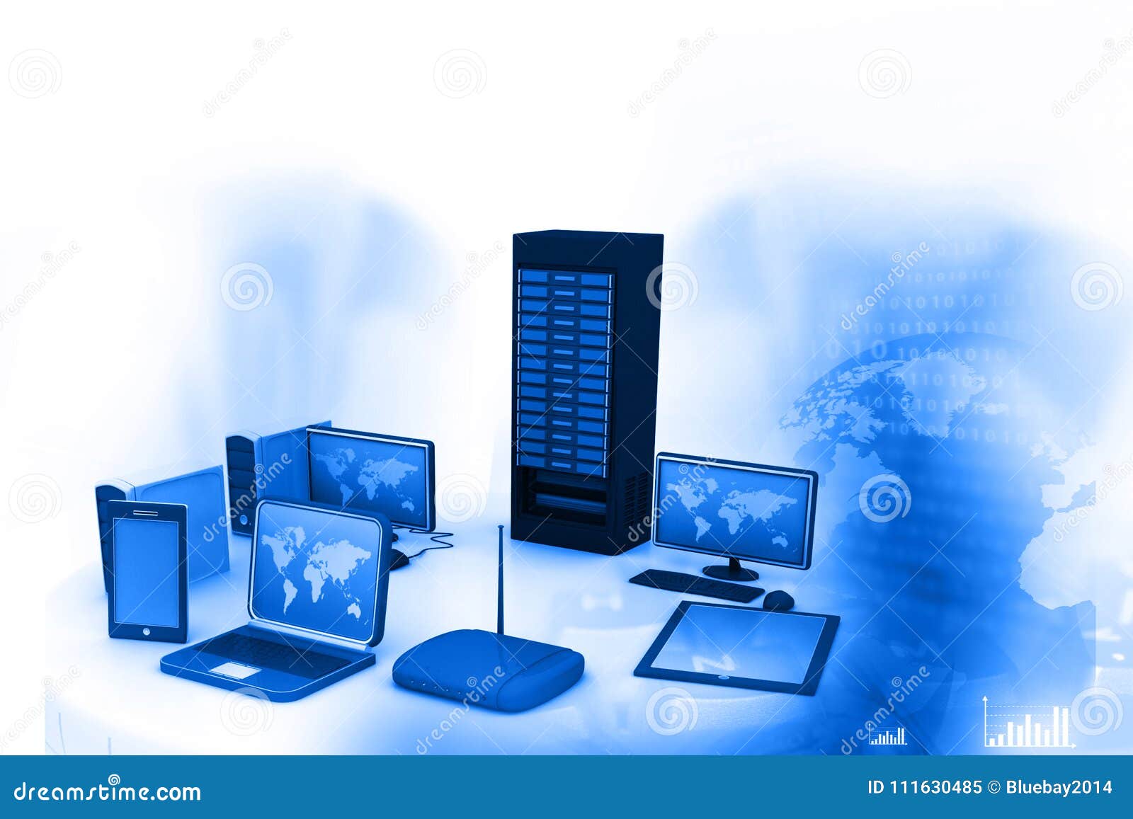 Computer Network and Internet Communication Stock Illustration ...