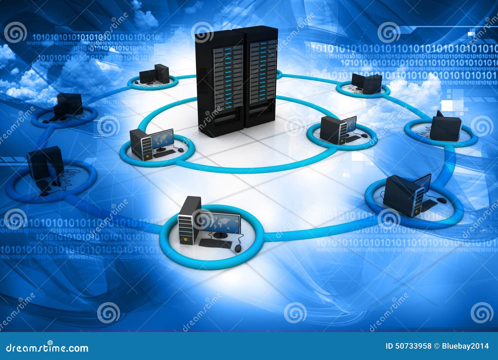 Computer Network and Internet Communication Stock Illustration ...