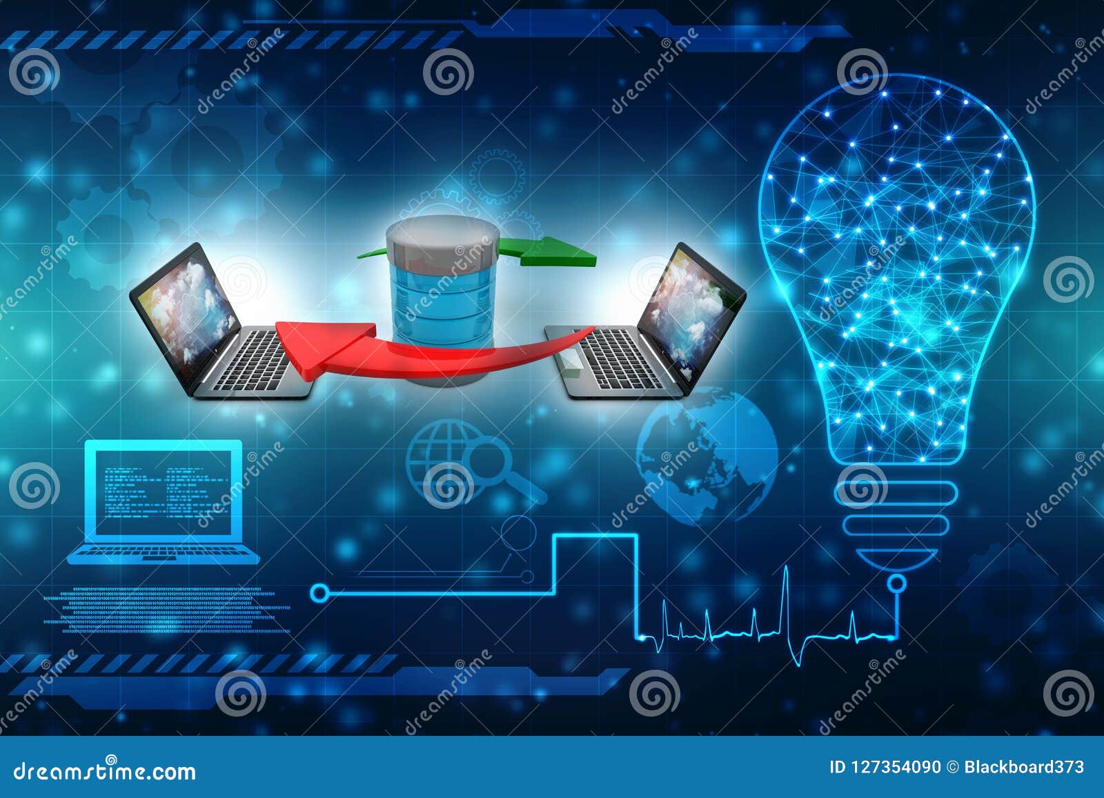 Computer Network, Internet Communication in Technology Background. 3d ...