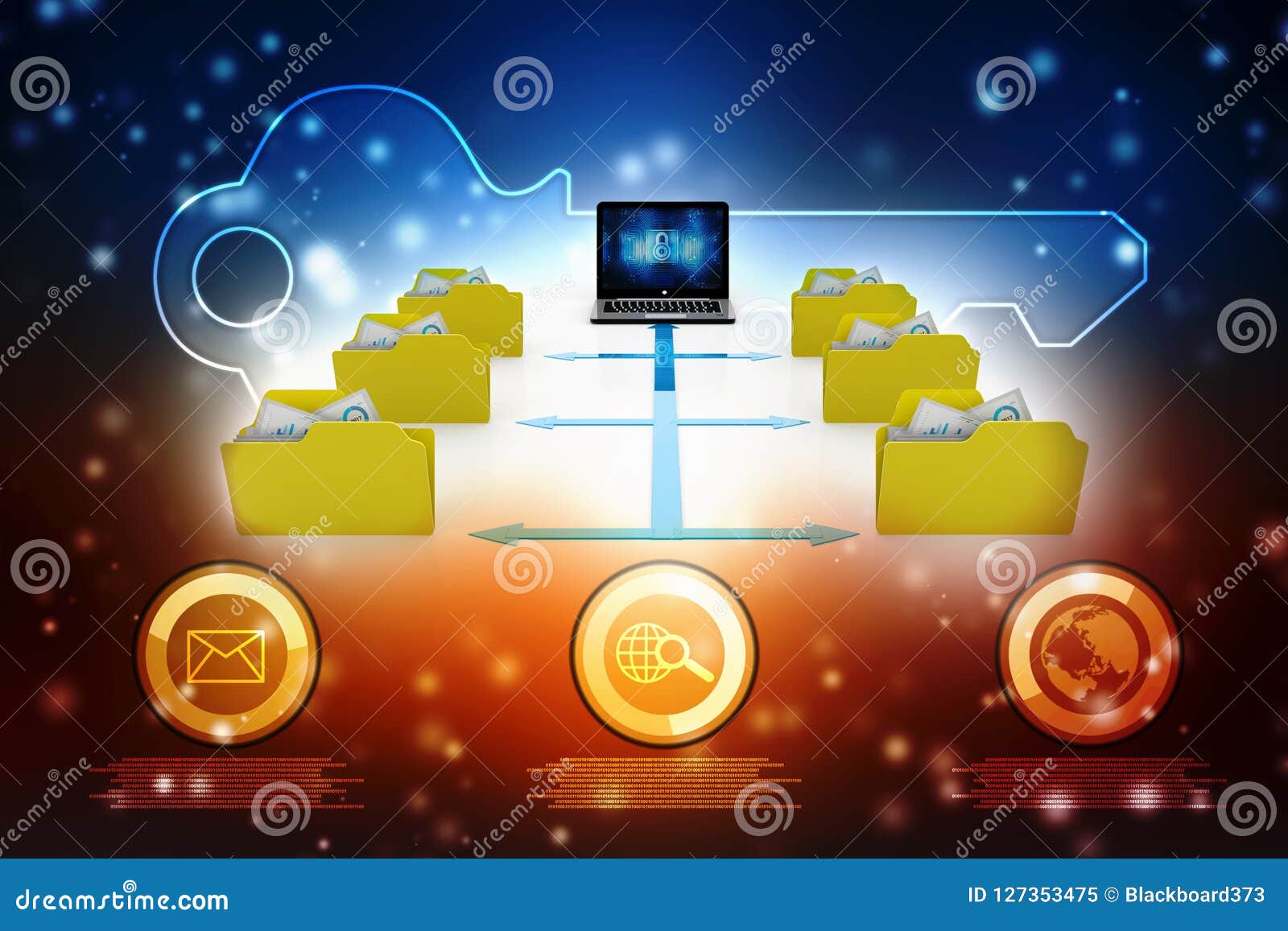 Computer Network, Internet Communication in Technology Background. 3d ...