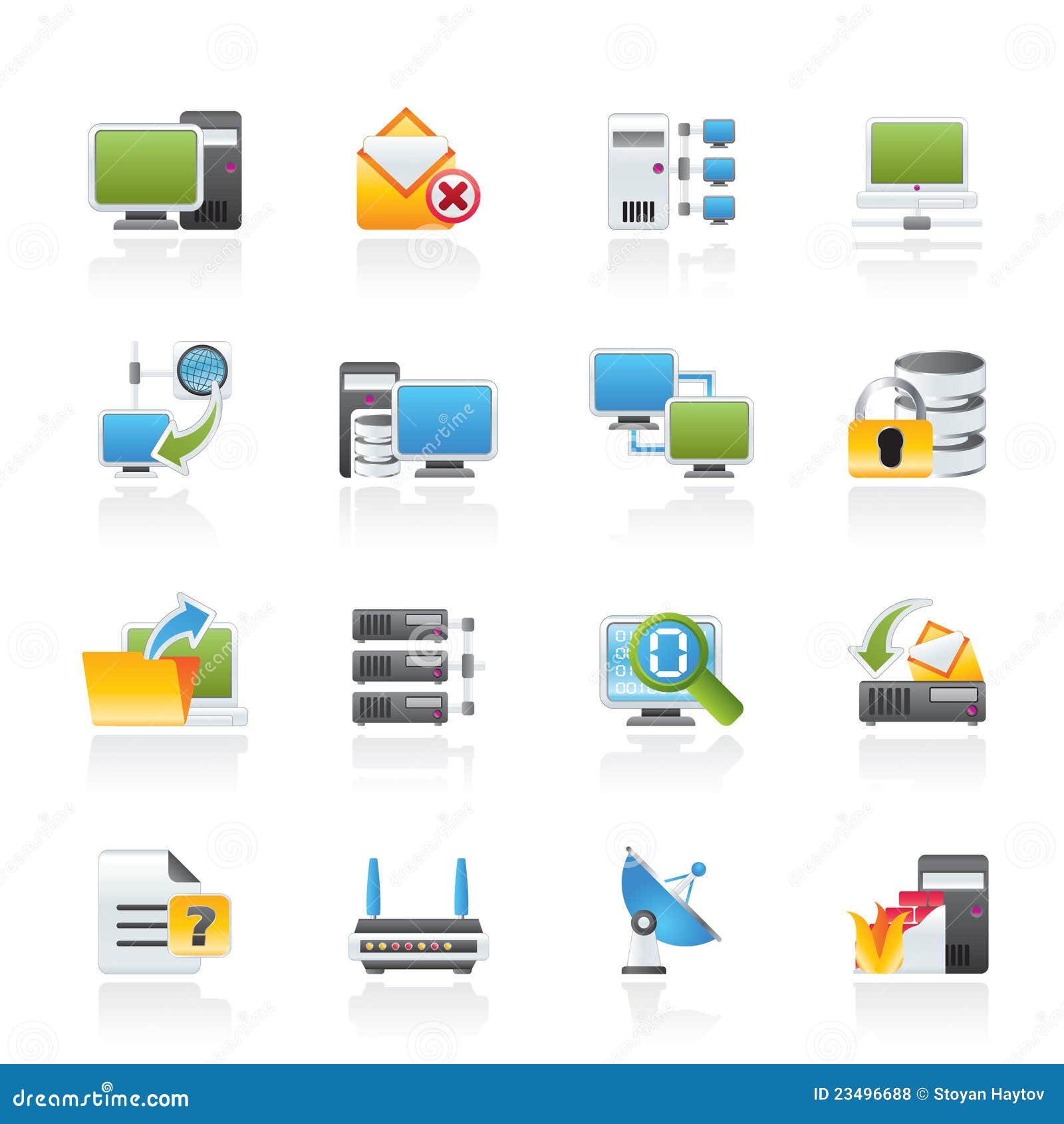 Computer Network and Internet Icons Stock Vector - Illustration of ...