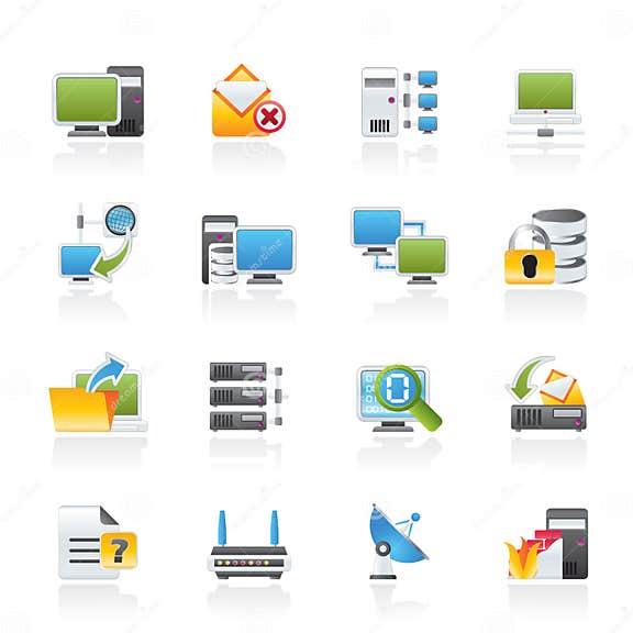 Computer Network and Internet Icons Stock Vector - Illustration of ...