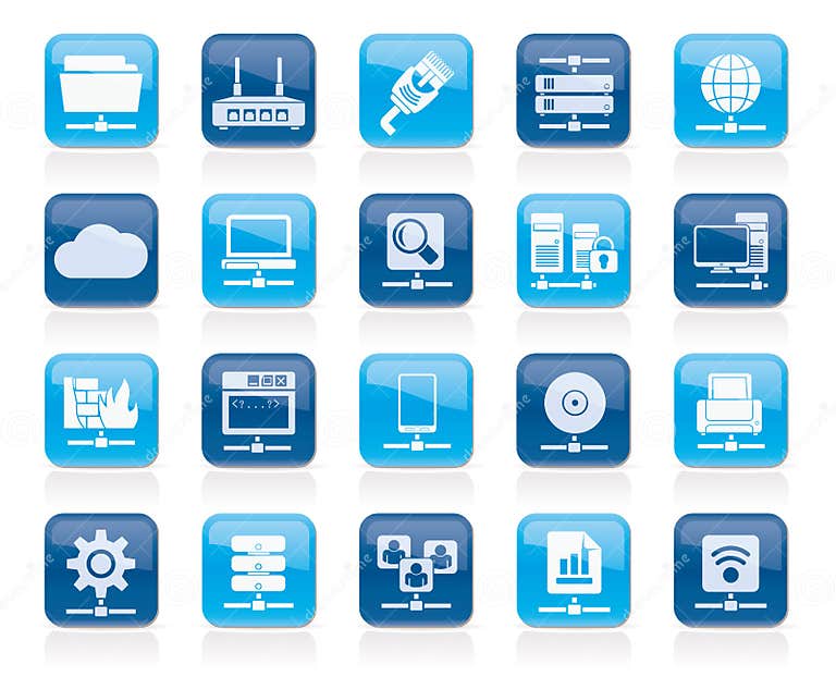 Computer Network and Internet Icons Stock Vector - Illustration of ...