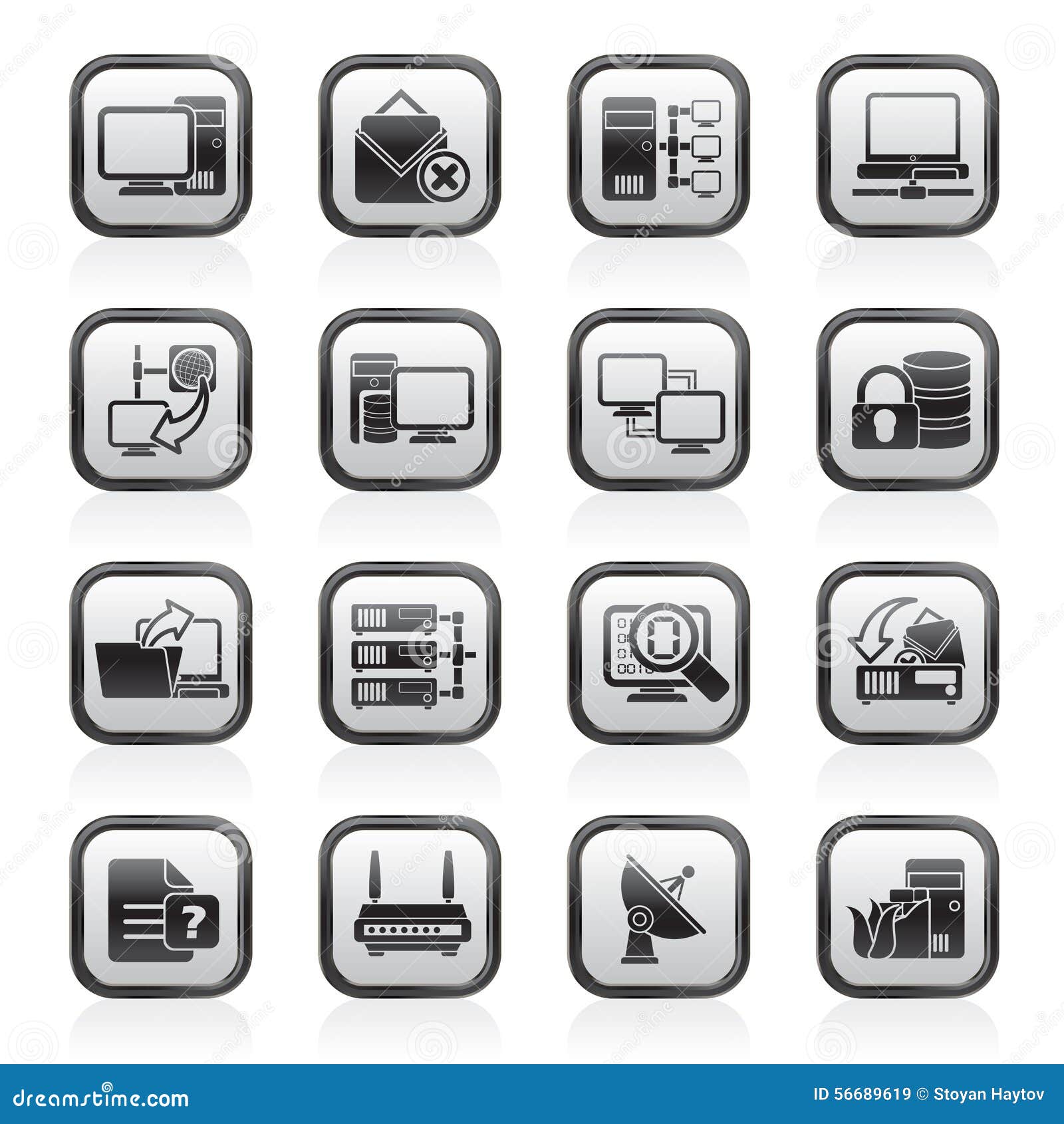 Computer Network and Internet Icons Stock Vector - Illustration of ...