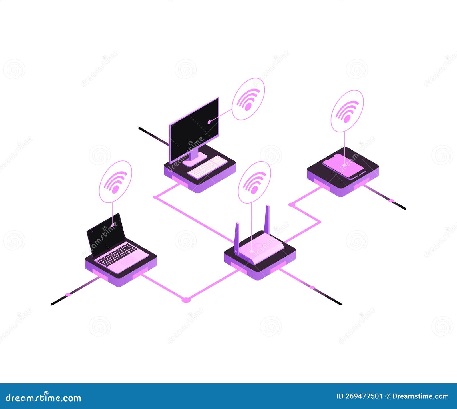 Computer Network Isometric Composition Stock Vector - Illustration of ...