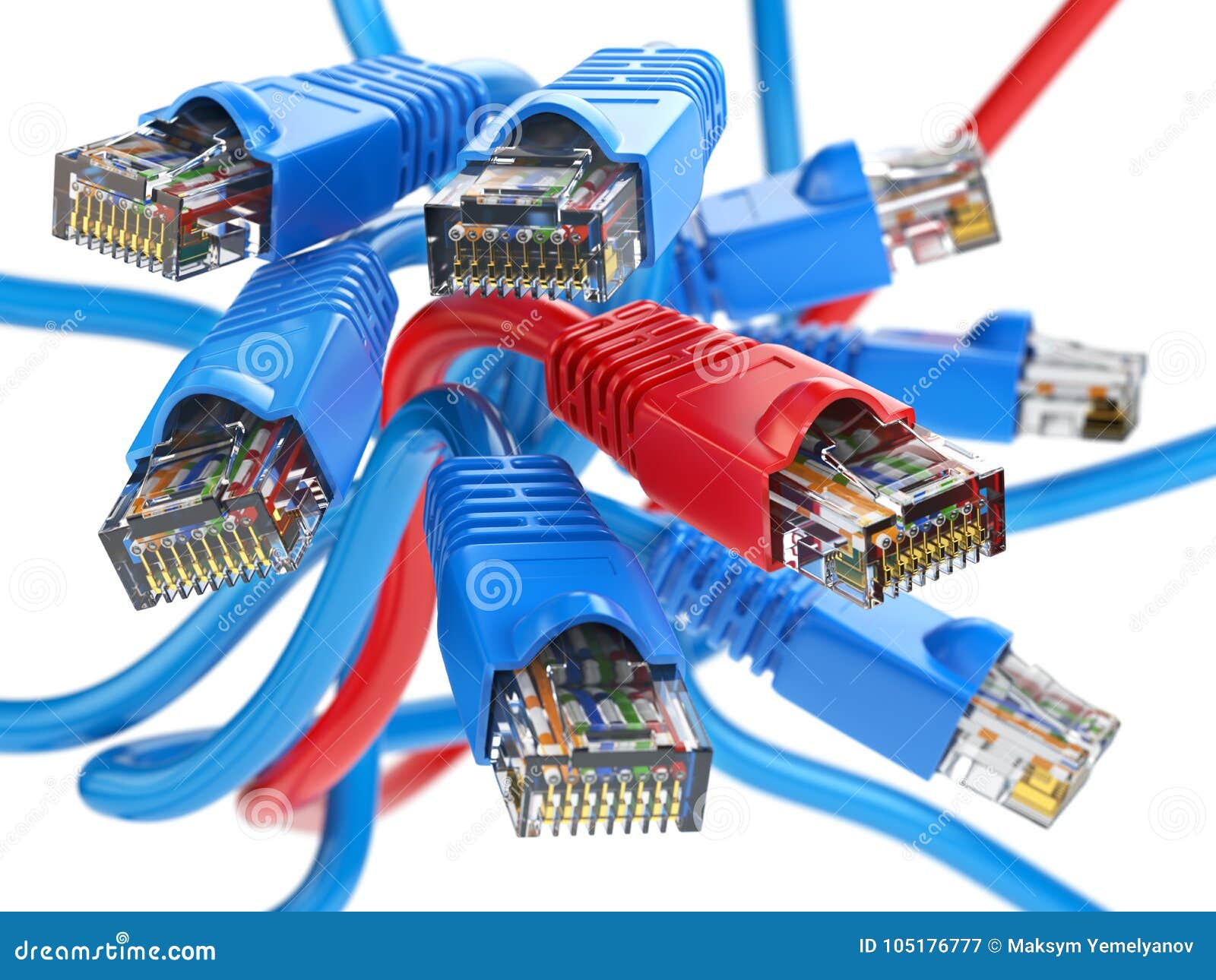 Computer Network LAN Cables Rj45. Internet Connections Choice Stock ...