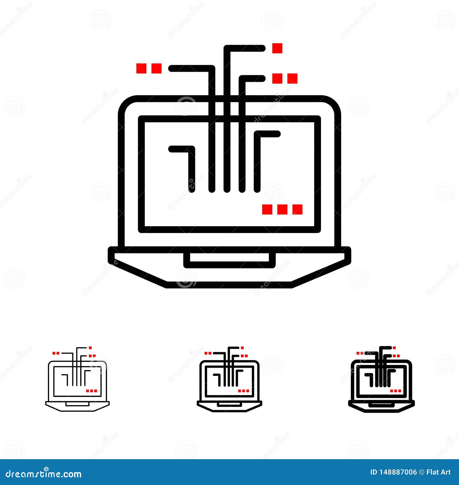 Computer, Network, Laptop, Hardware Bold and Thin Black Line Icon Set ...