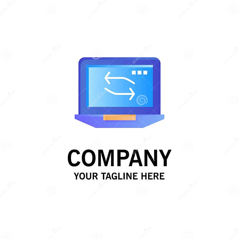 Computer, Network, Laptop, Hardware Business Logo Template. Flat Color ...