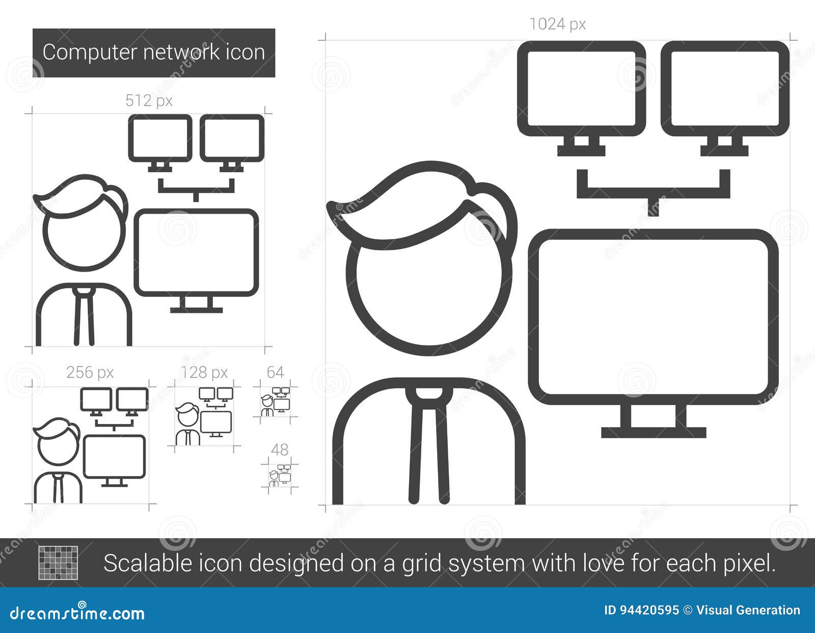 Computer Network Line Icon. Stock Vector - Illustration of linear ...