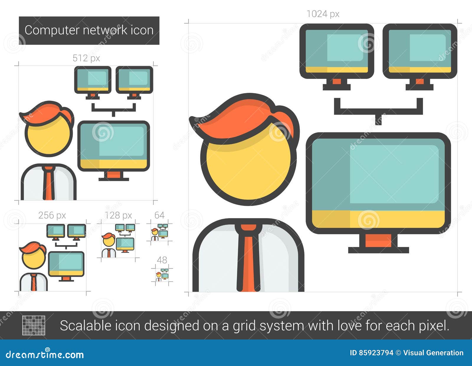 Computer Network Line Icon. Stock Vector - Illustration of drawing ...