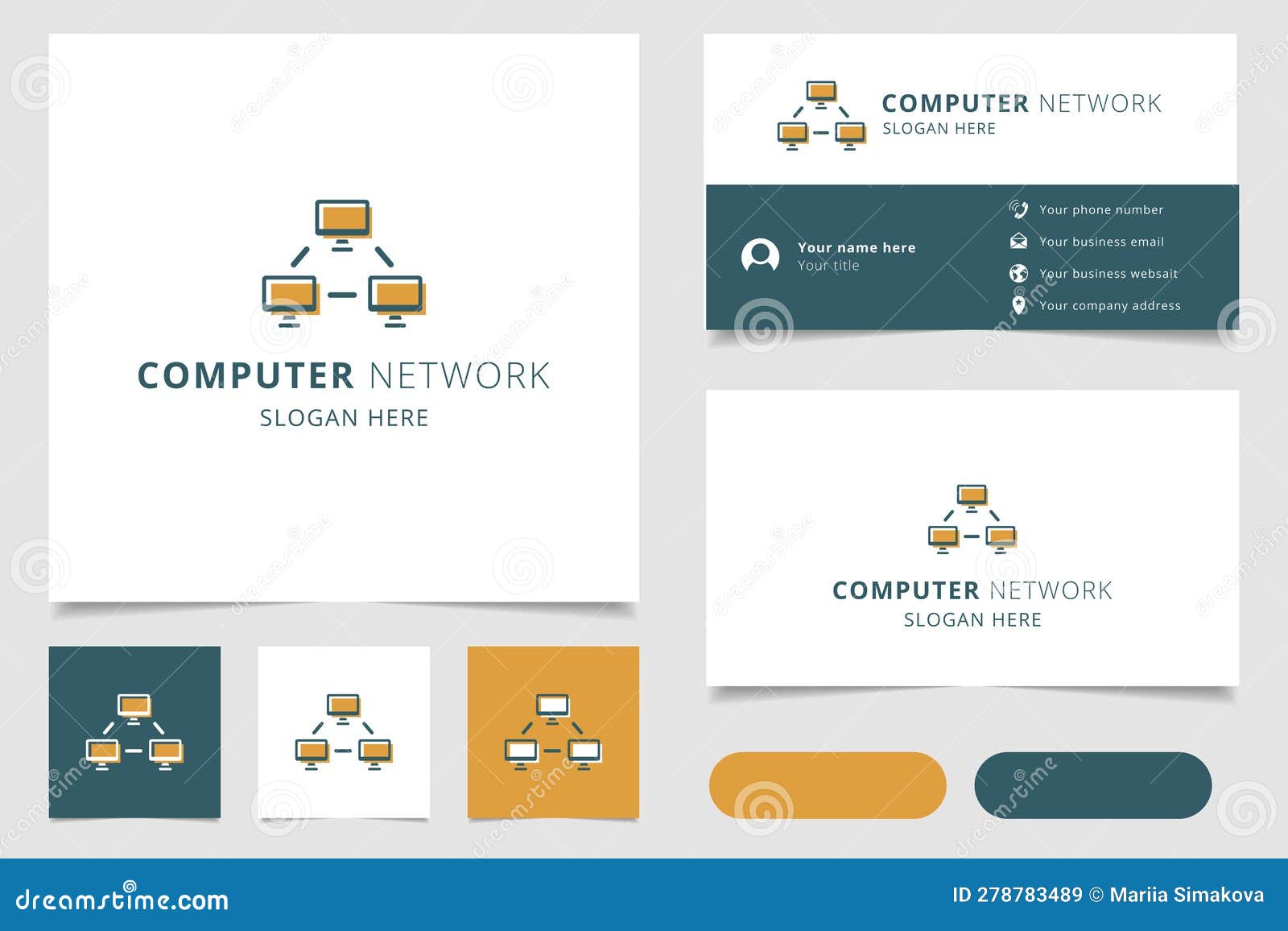 Computer Network Logo Design with Editable Slogan. Branding Book and ...