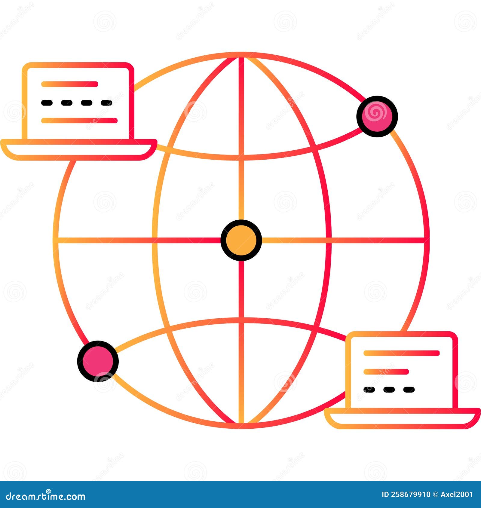 Computer Network Outline Icon Cloud Computing Tech Stock Illustration ...