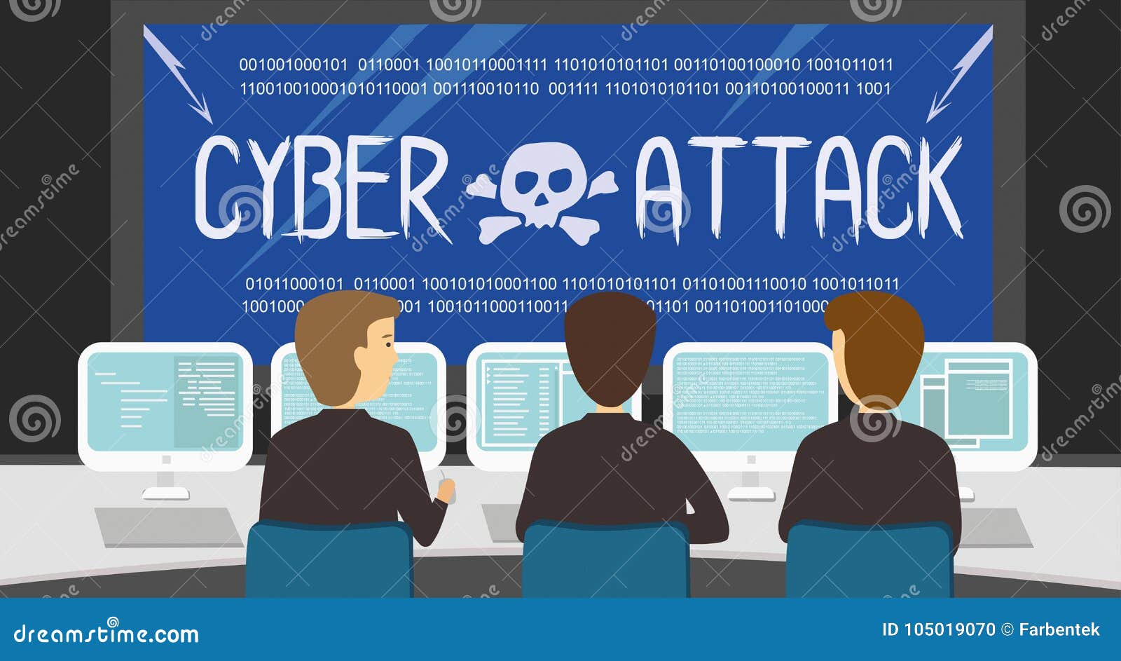 Cyber Security People Protecting Desktops from Cyber Attack. Stock ...