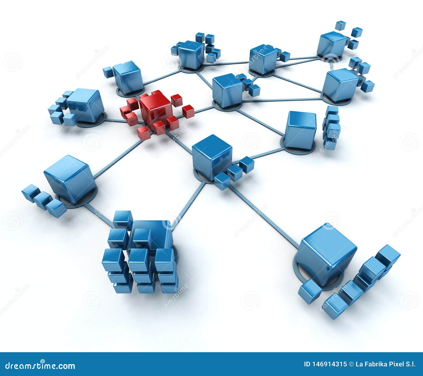 Computer Network Red and Blue Stock Illustration - Illustration of ...