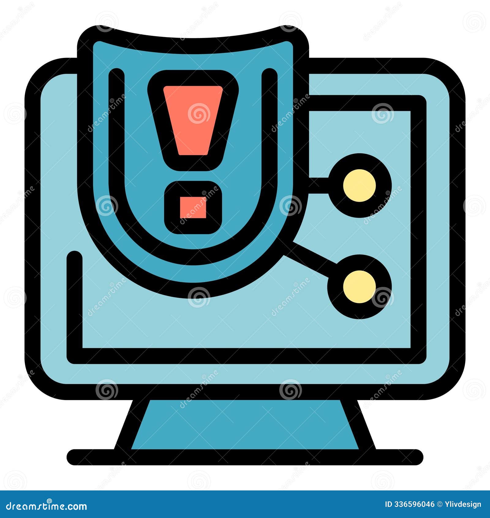 Computer Network Security Alert Warning Icon Showing Secured System ...