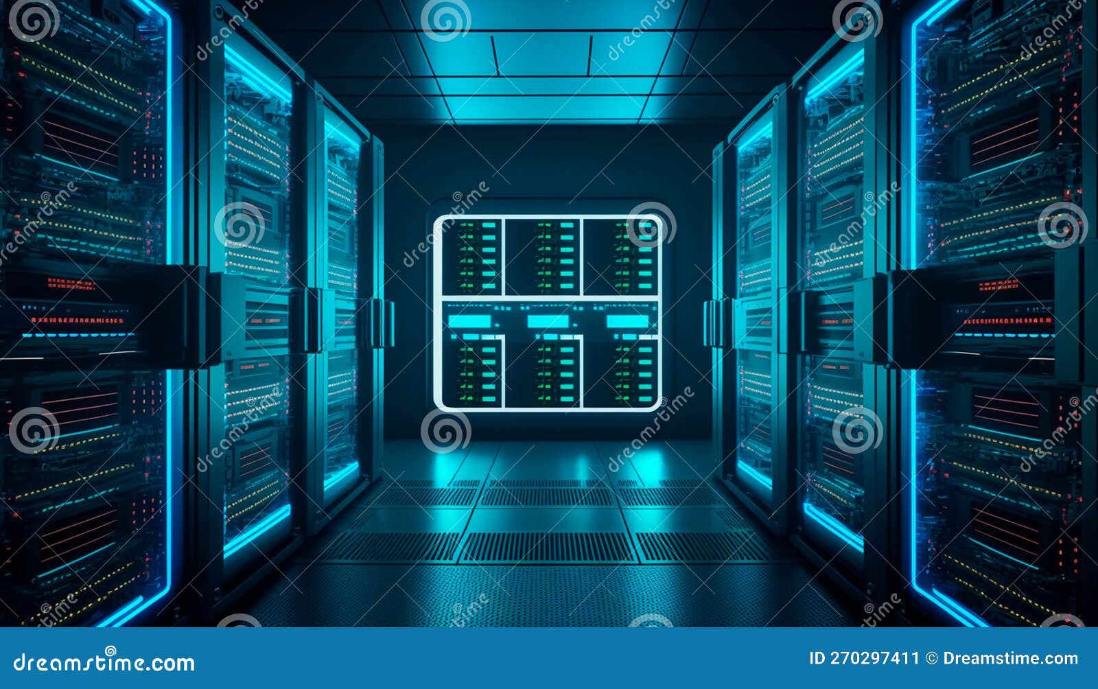 Computer Network Security Server Room Data Center Light Blue Color ...