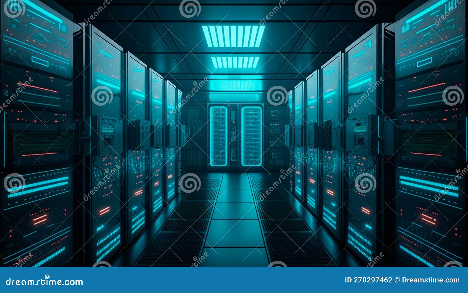 Computer Network Security Server Room Data Center Light Blue Color ...