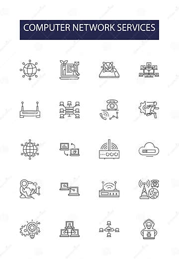 Computer Network Services Line Vector Icons and Signs. Services ...