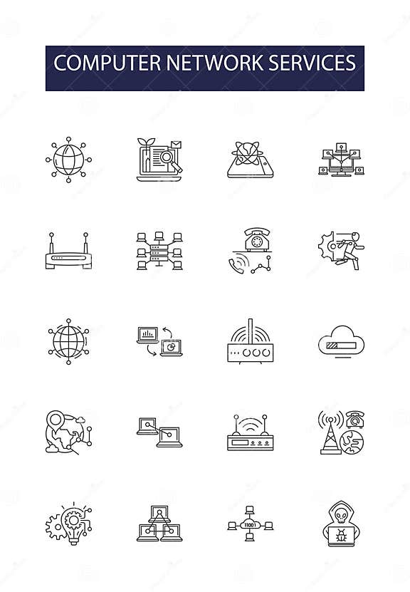 Computer Network Services Line Vector Icons and Signs. Services ...