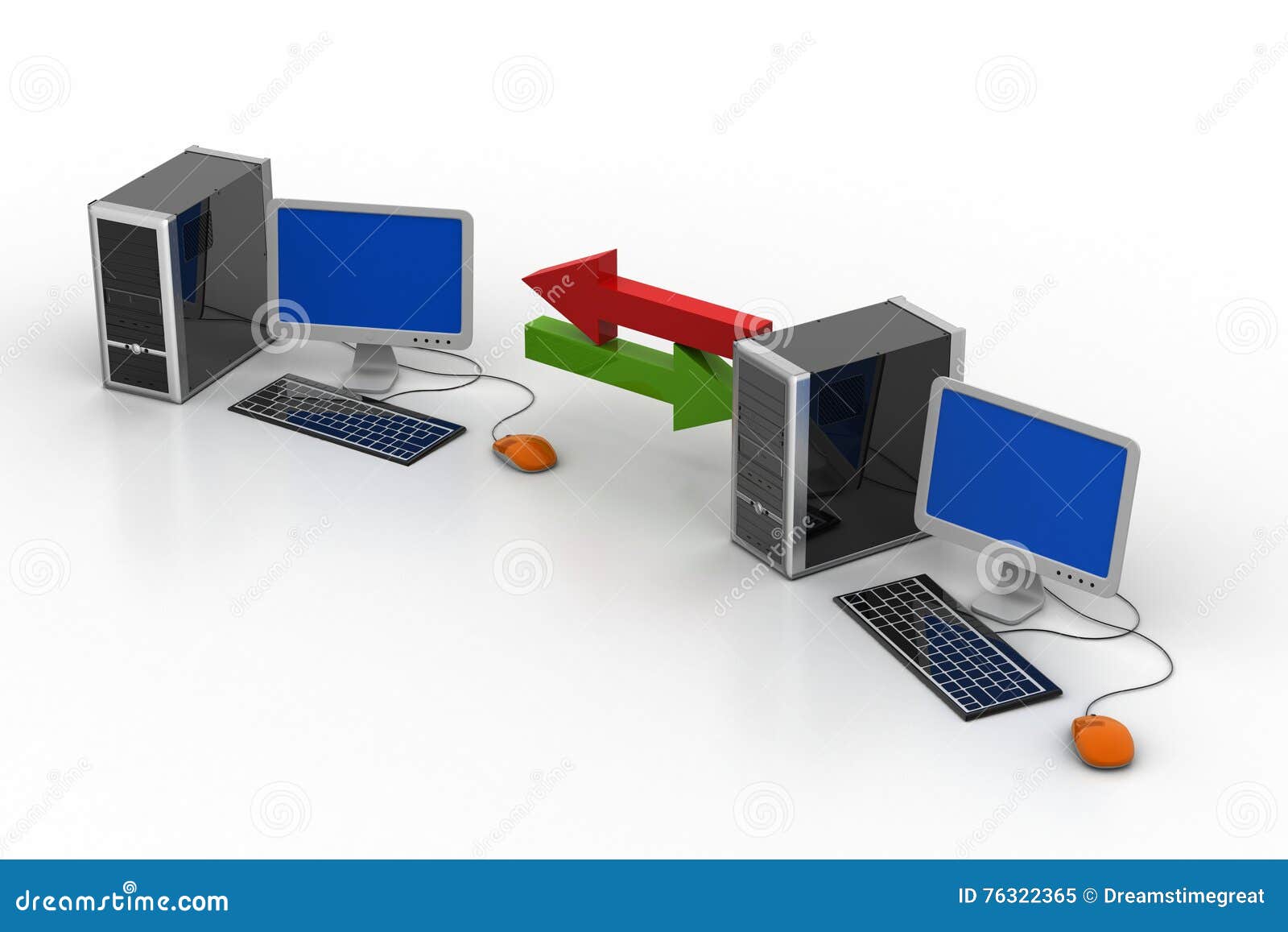 Computer Network Sharing Data Stock Illustration - Illustration of data ...