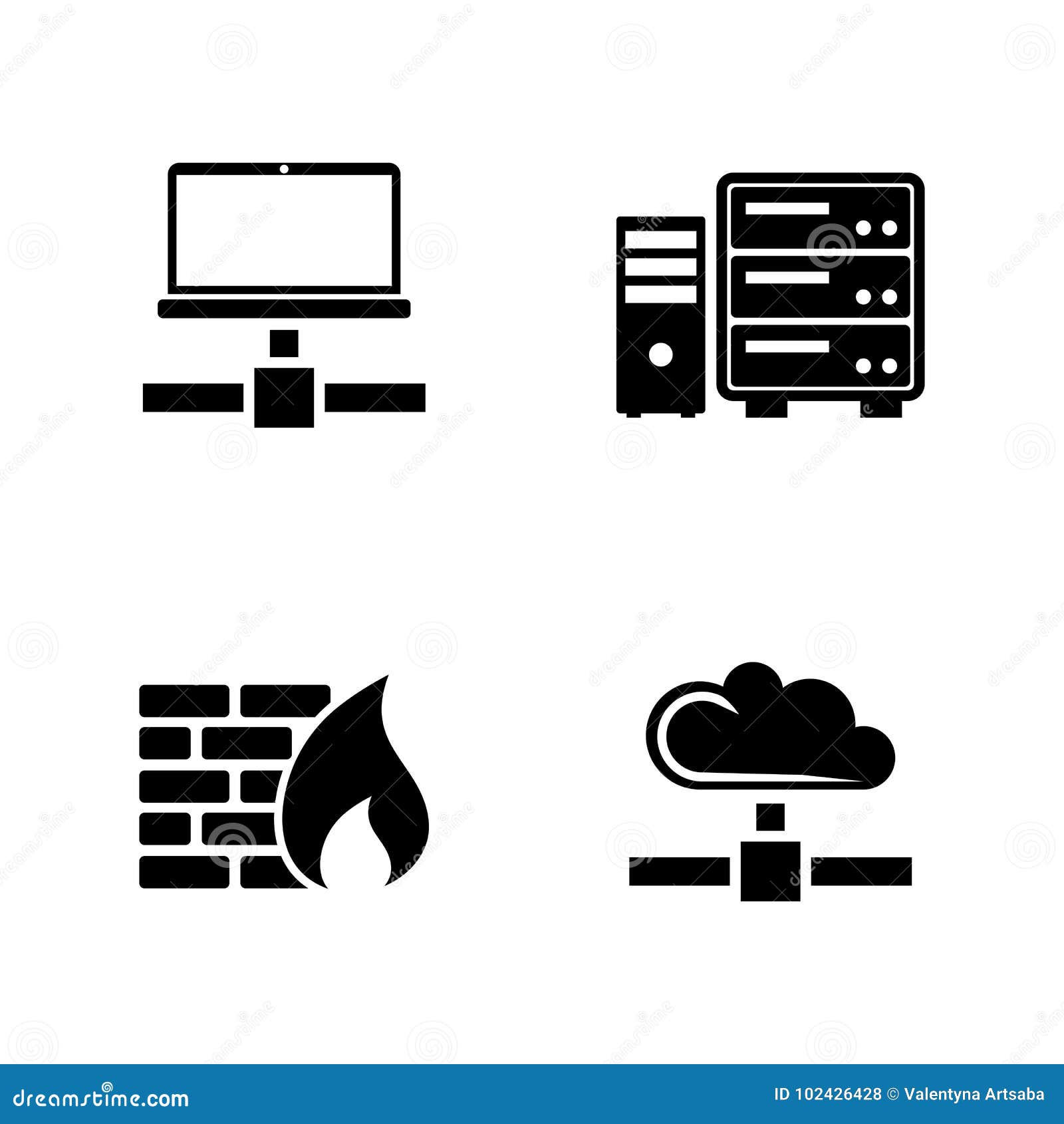 Computer Network. Simple Related Vector Icons Stock Vector ...