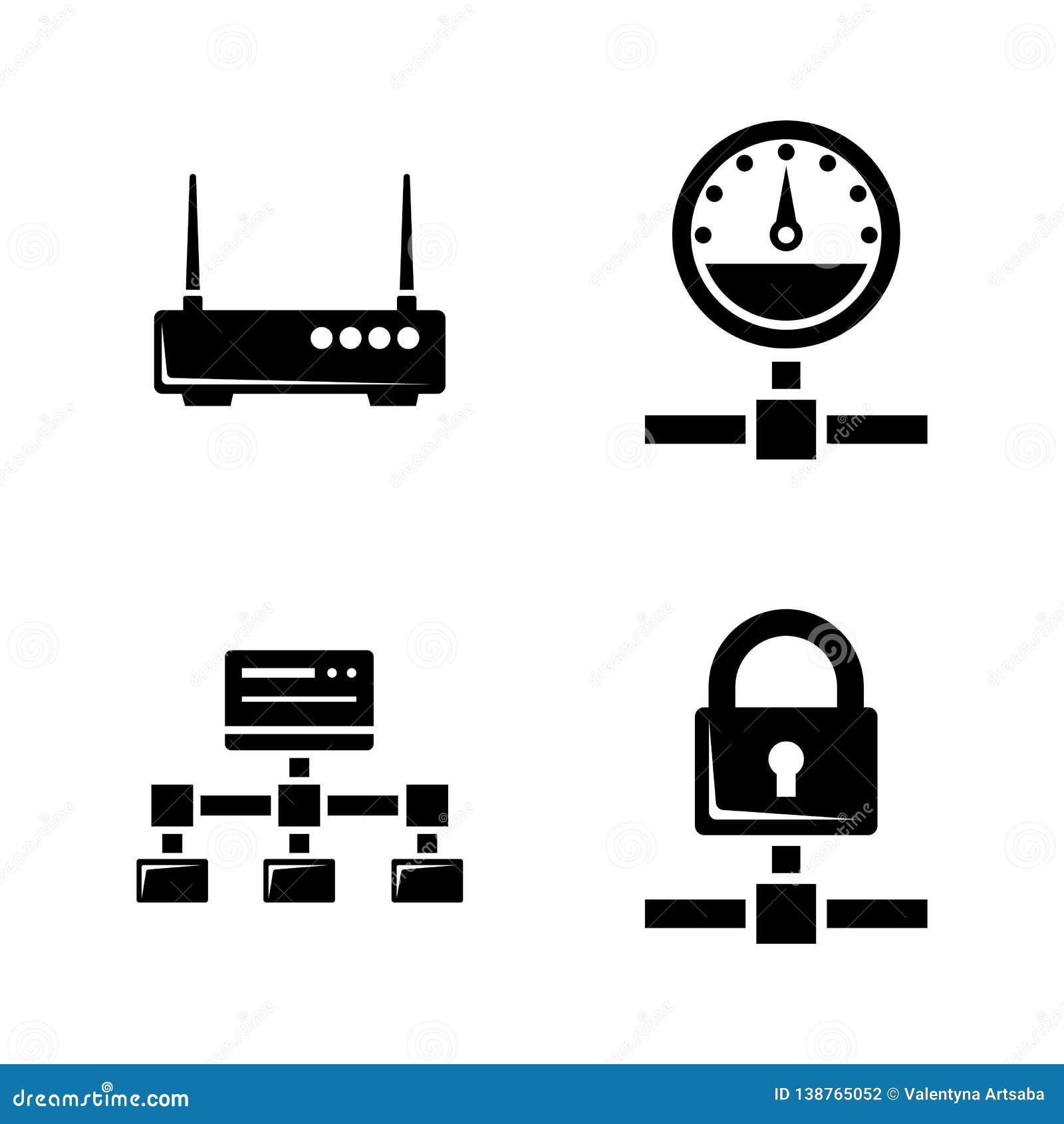 Computer Network. Simple Related Vector Icons Stock Illustration ...