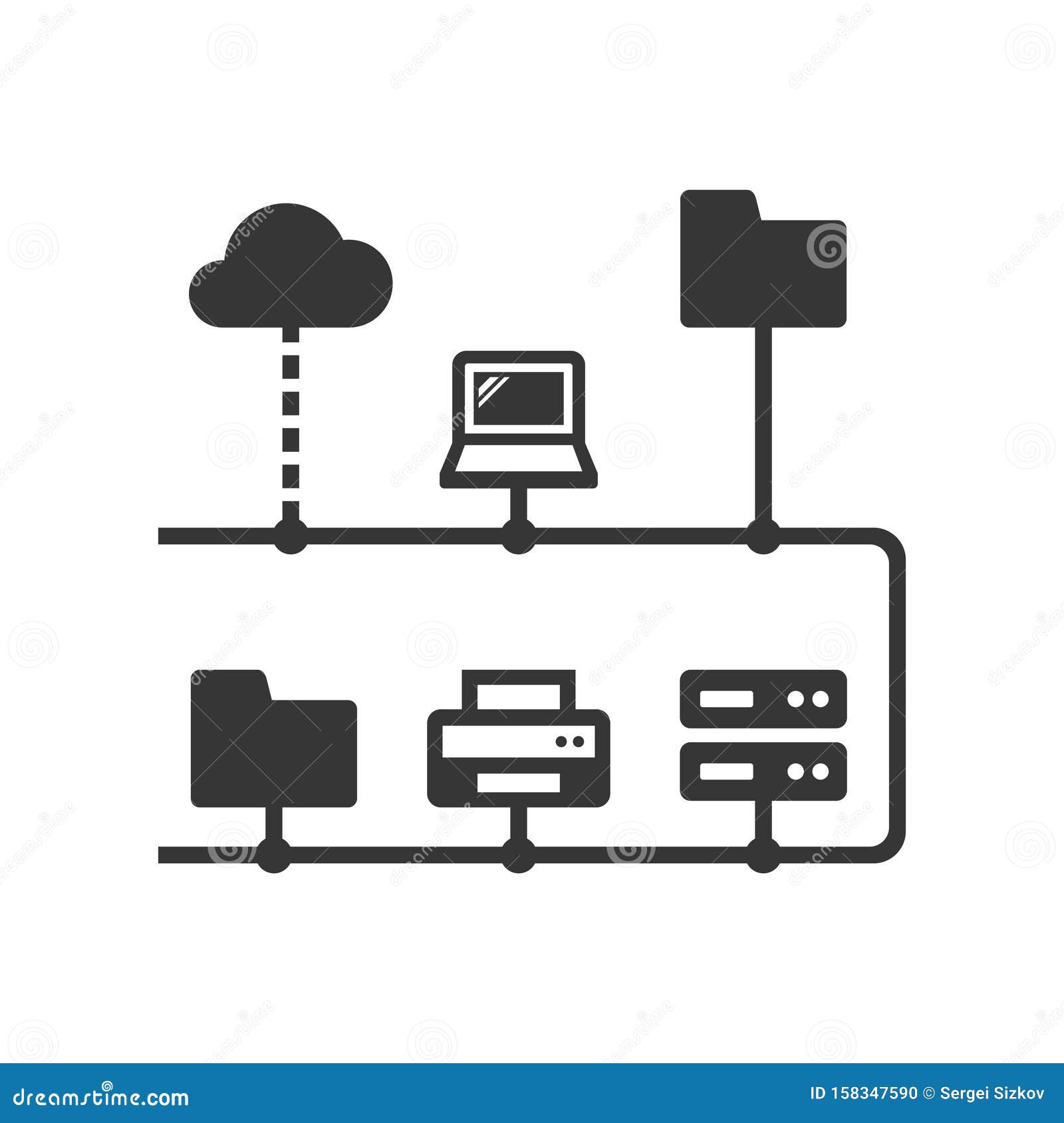 Computer Network Structure with Different Net Devices. Vector Stock ...