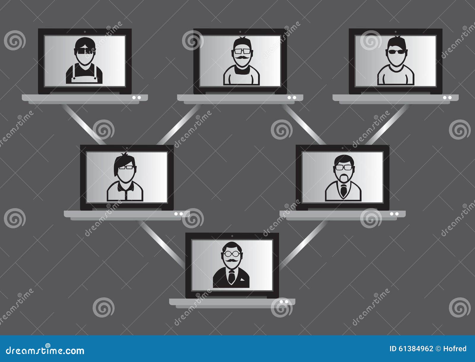 Computer Network and Virtual Meeting Technology Concept Stock Vector ...