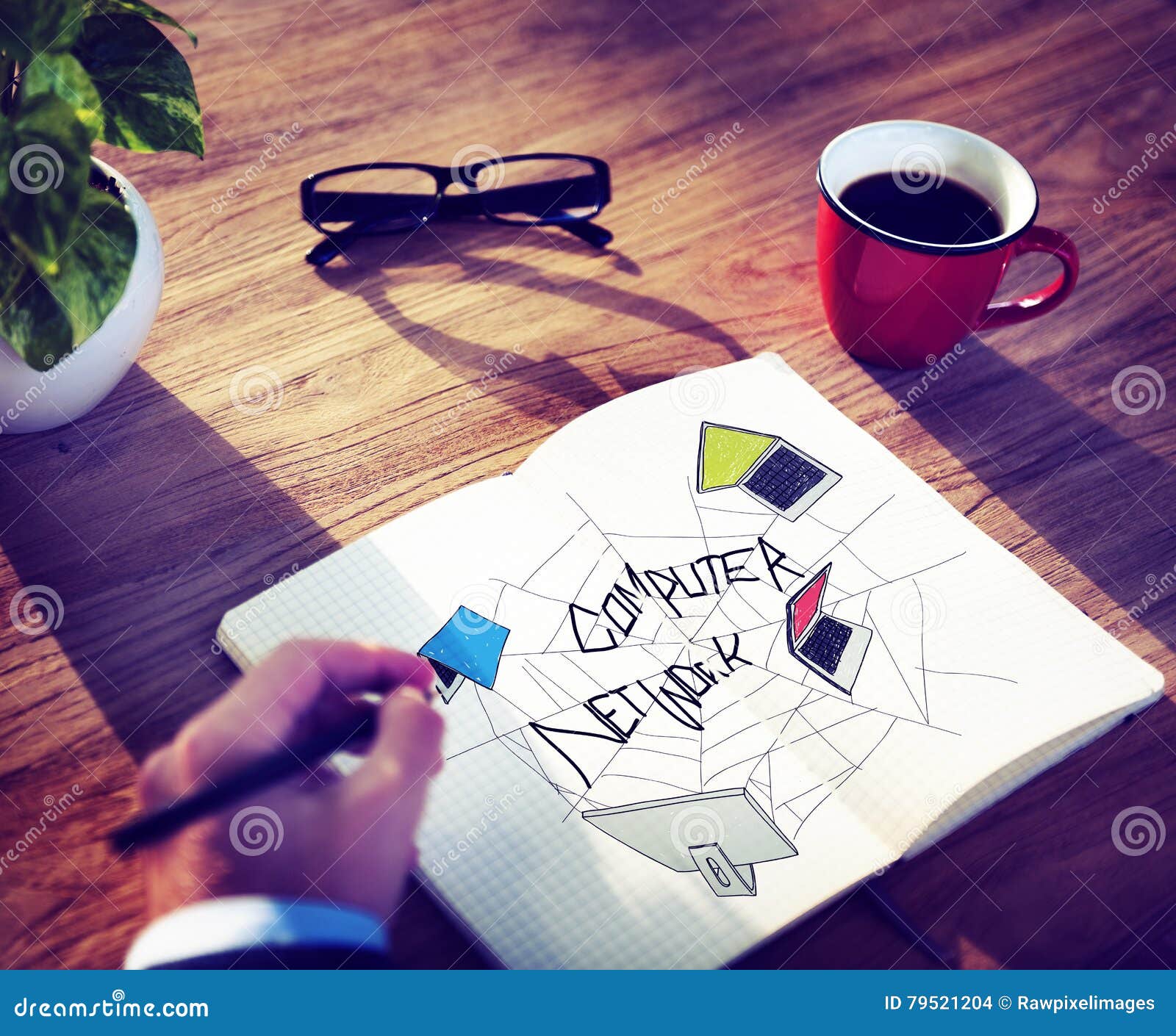 Computer Network Web Sketch Connection Concept Stock Photo - Image of ...