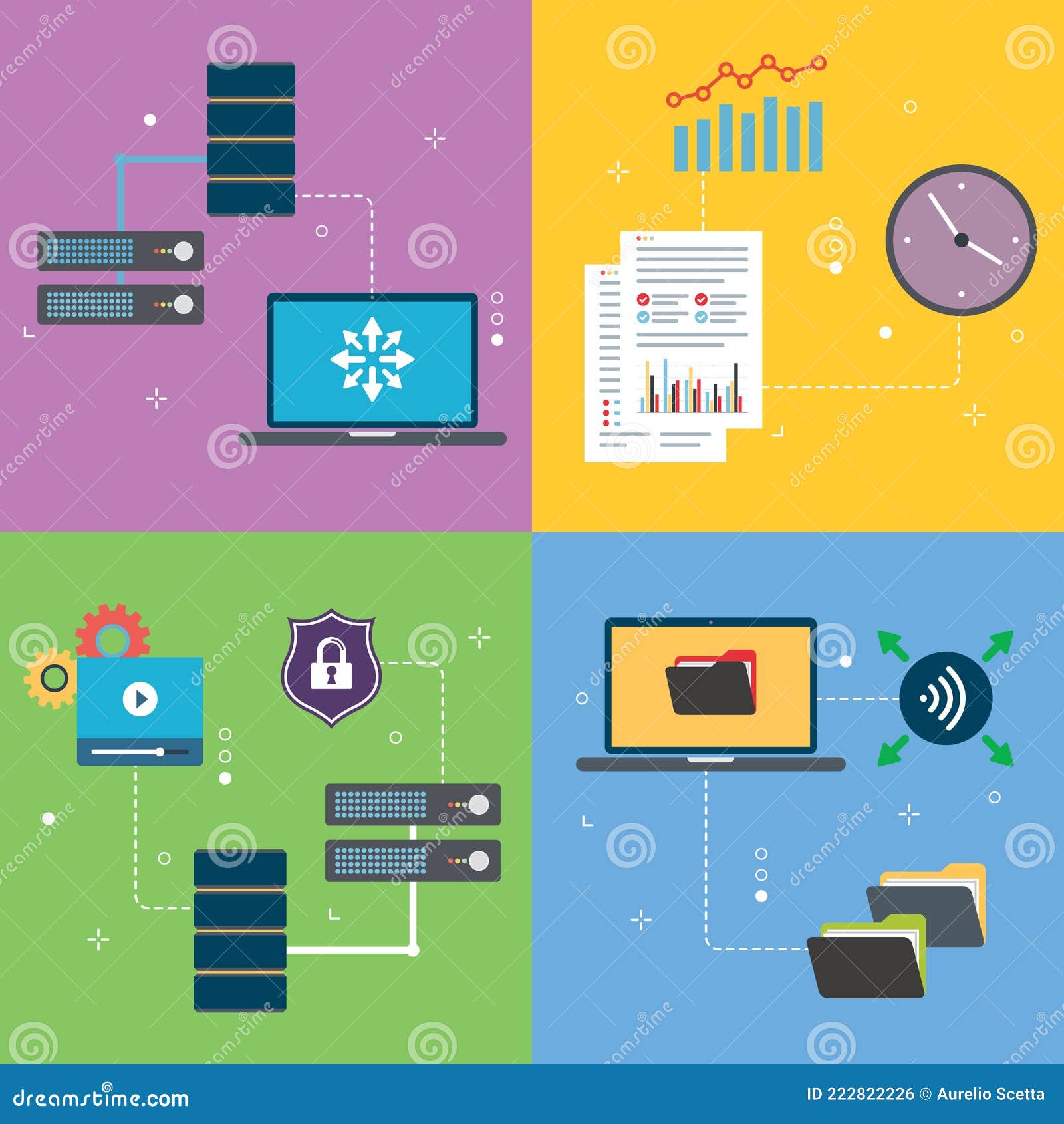 Computer, Network, Wireless, Connection, Server and Data Icons Stock ...