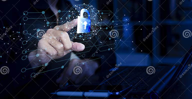 Computer Networking and Cyber Security Protection Data with Lock and ...
