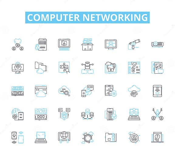 Computer Networking Linear Icons Set. Router, LAN, WAN, Ethernet ...