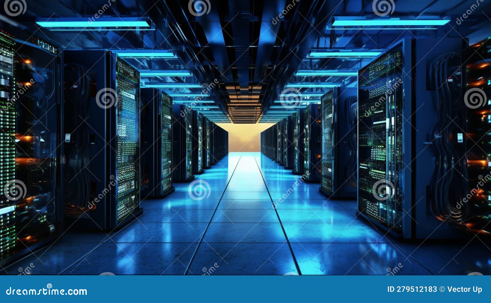 Computer Networking Server Room Warehouse. Generative AI Stock Image ...