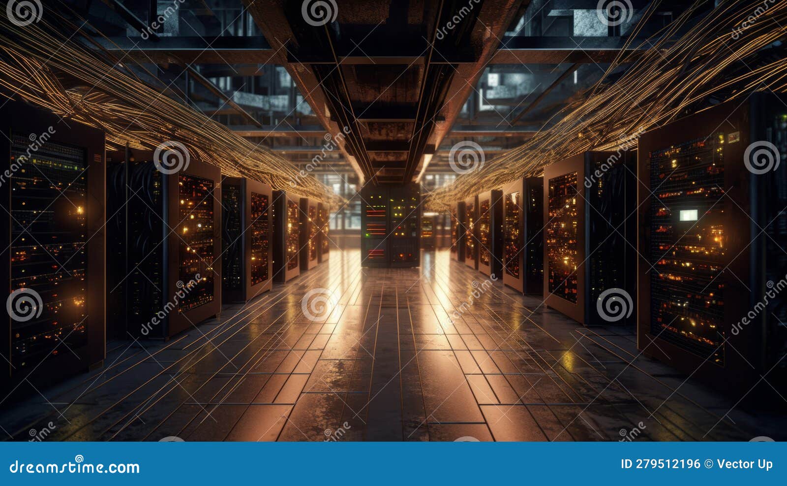 Computer Networking Server Room Warehouse. Generative AI Stock Photo ...