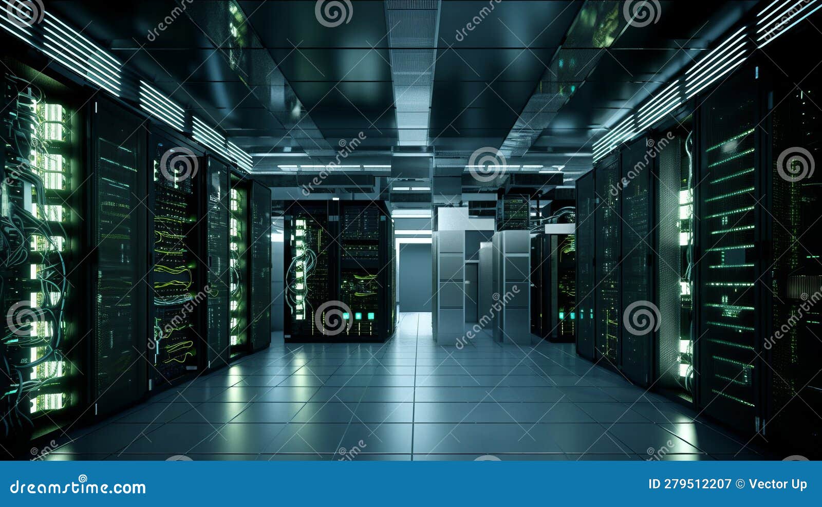 Computer Networking Server Room Warehouse. Generative AI Stock Image ...