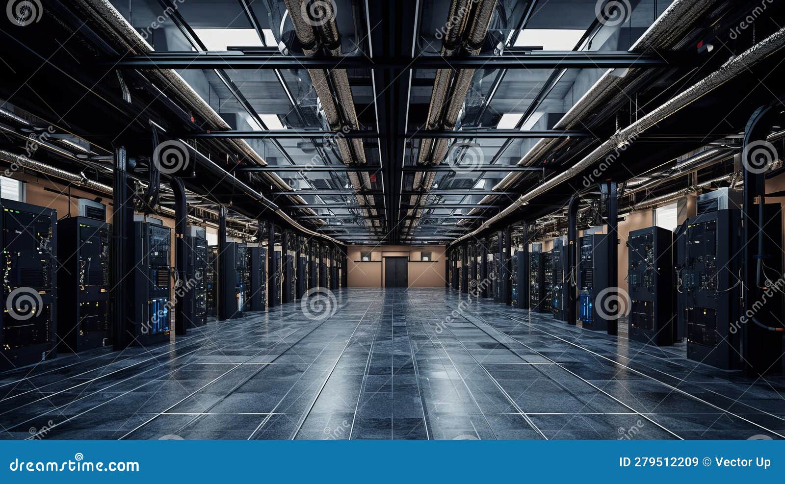Computer Networking Server Room Warehouse. Generative AI Stock Image ...