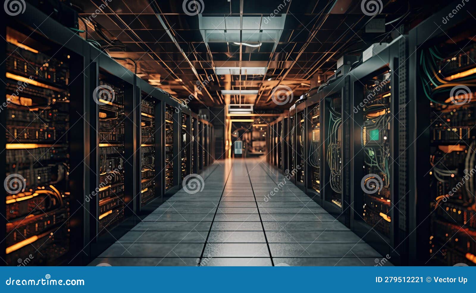 Computer Networking Server Room Warehouse. Generative AI Stock Image ...