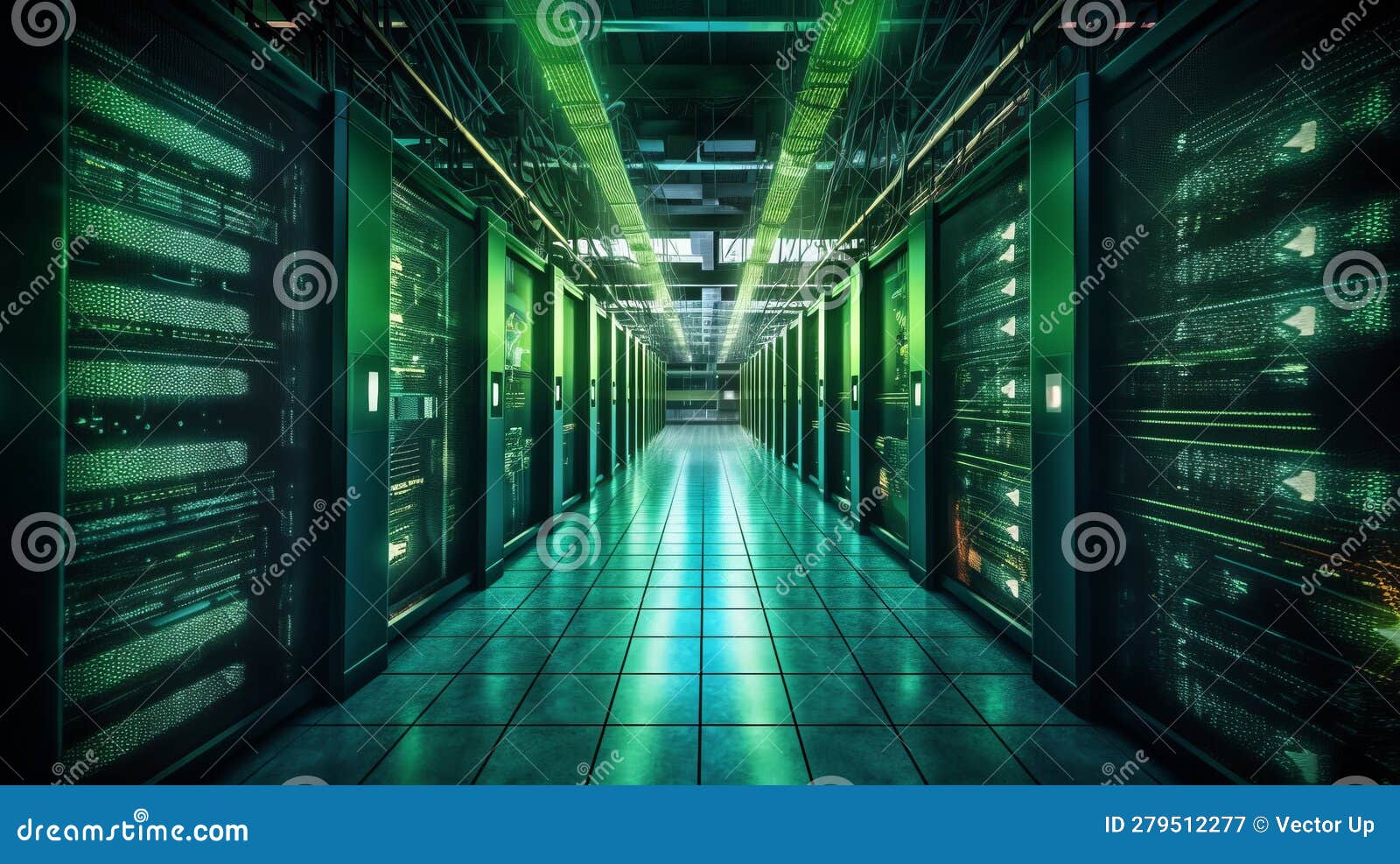 Computer Networking Server Room Warehouse. Generative AI Stock Image ...