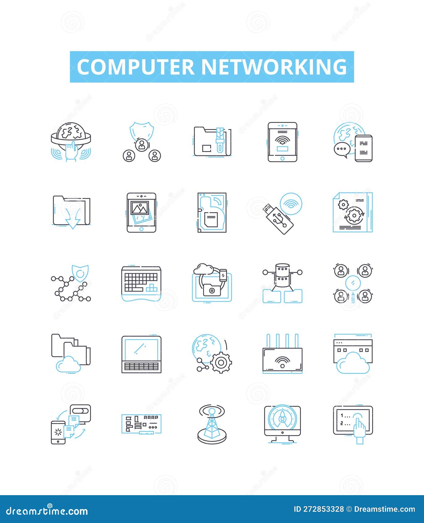 Computer Networking Vector Line Icons Set. Networking, Computer ...