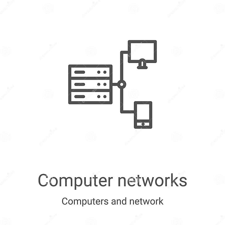 Computer Networks Icon Vector from Computers and Network Collection. Thin Line Computer Networks ...
