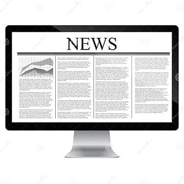 Computer with News Article on Screen Stock Vector - Illustration of ...