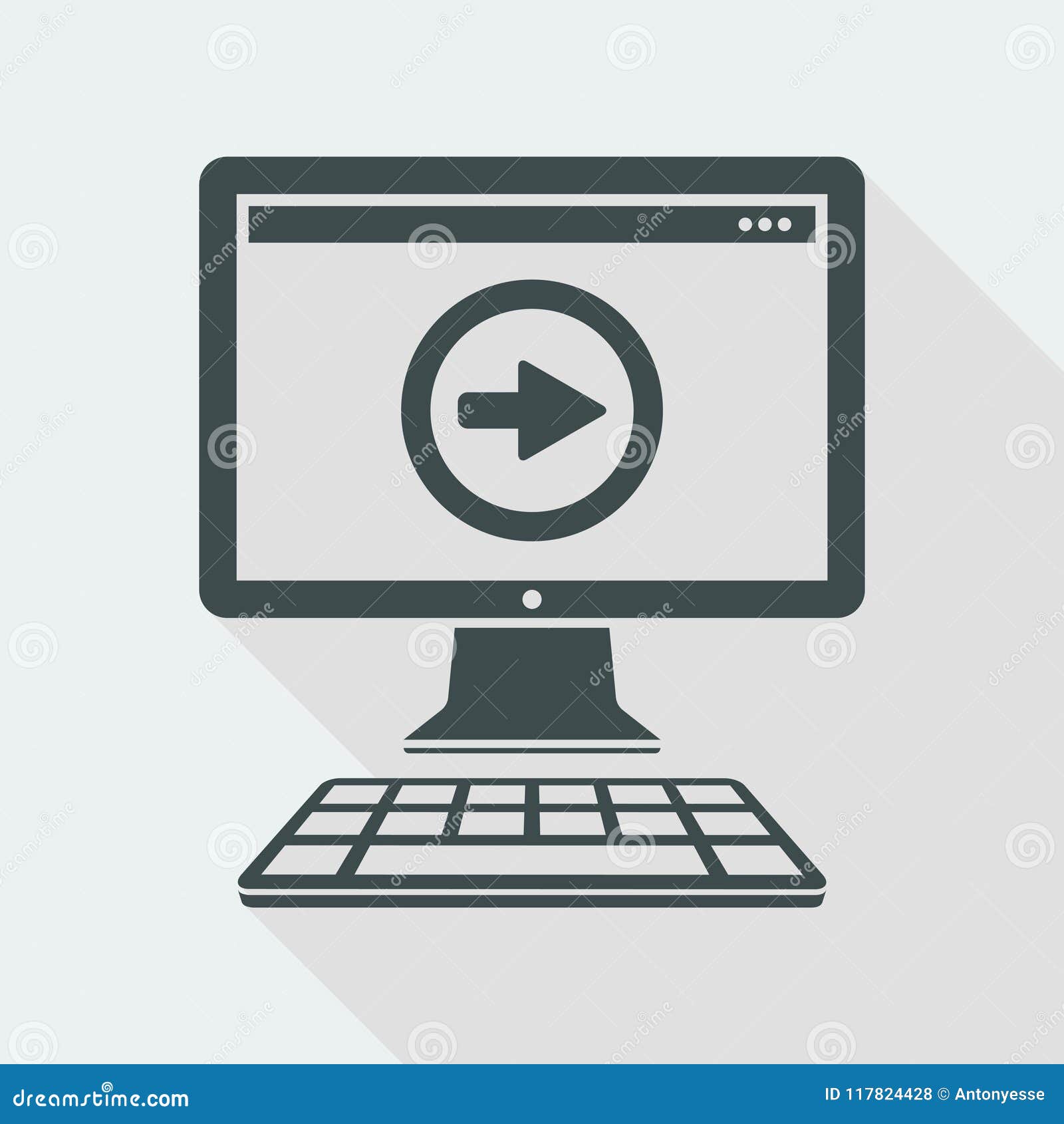 Computer and Next Symbol - Vector Flat Minimal Icon Stock Vector ...