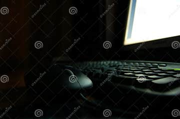 Computer at night stock image. Image of work, internet - 4863205