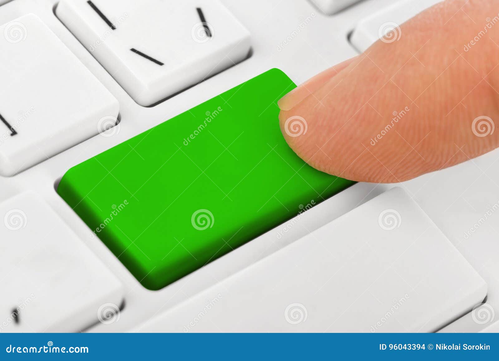 Computer Notebook Keyboard with Blank Green Key Stock Photo - Image of ...