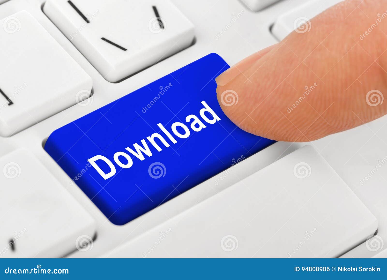 Computer Notebook Keyboard with Download Key Stock Photo - Image of ...