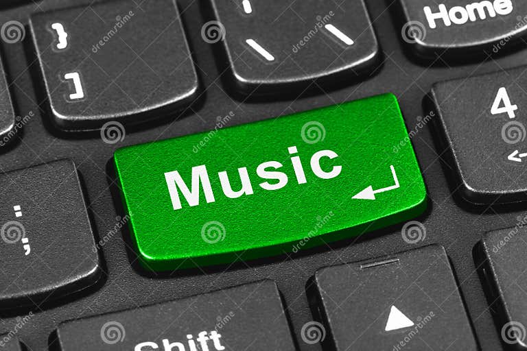 Computer Notebook Keyboard with Music Key Stock Photo - Image of media ...